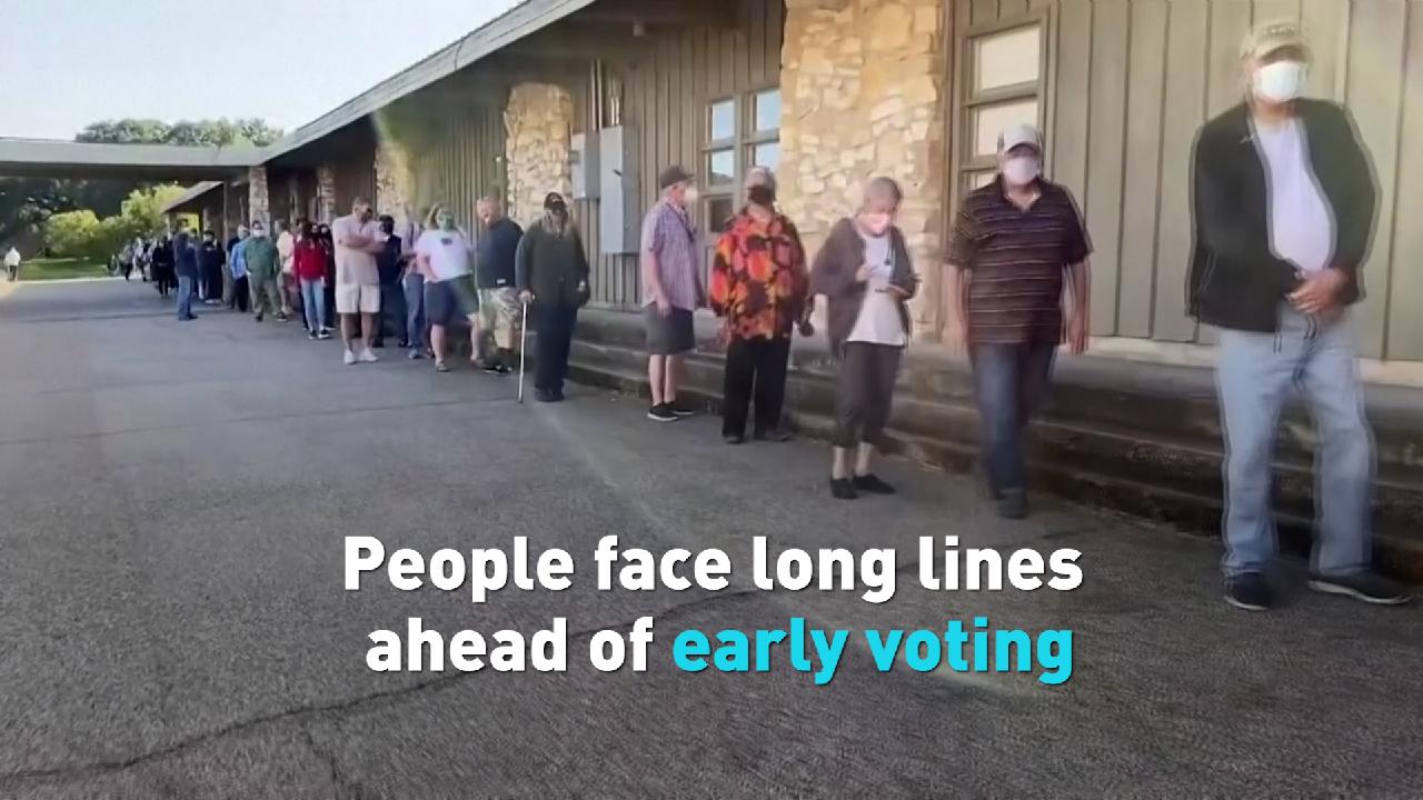 People wait out long lines, few options in early voting - CGTN