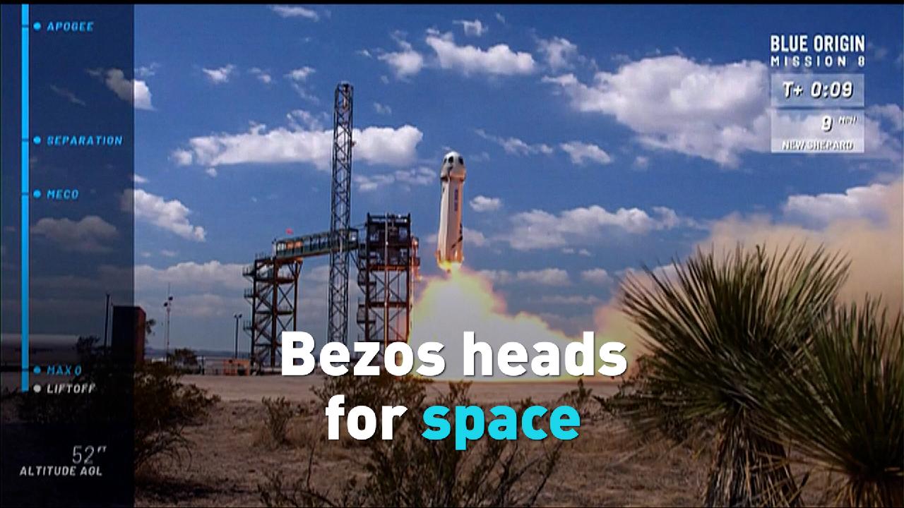 Jeff Bezos takes test flight for commercial space travel - CGTN