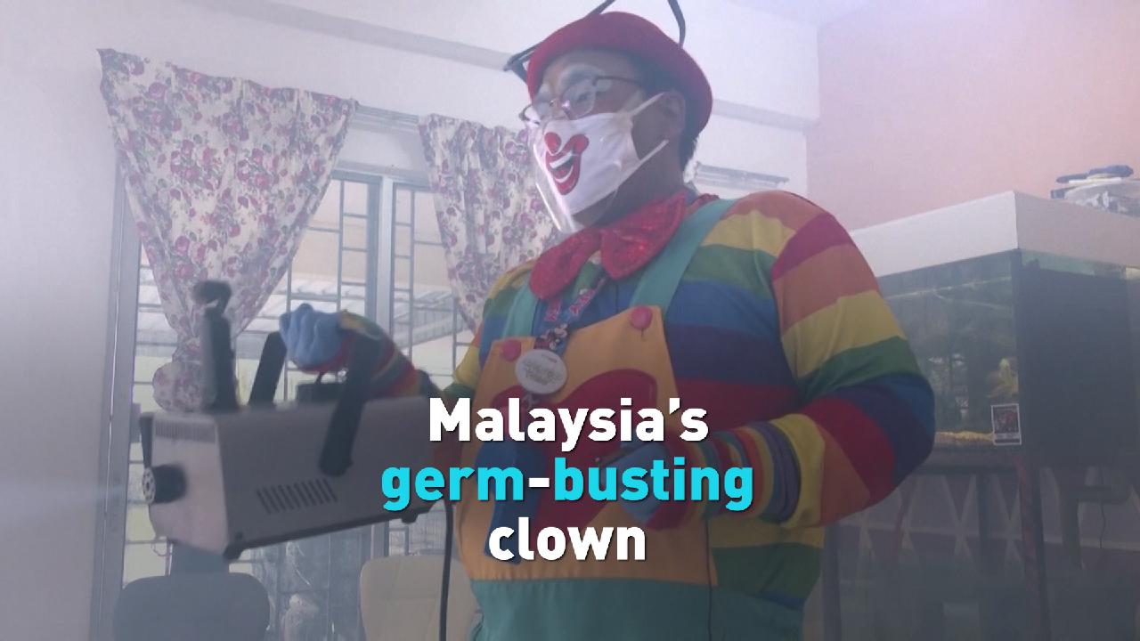 Malaysian clown becomes germ-buster during pandemic - CGTN