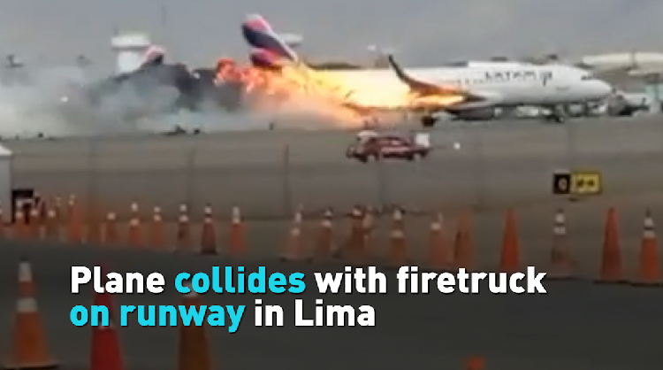 Plane collides with firetruck on runway in Lima, Peru - CGTN