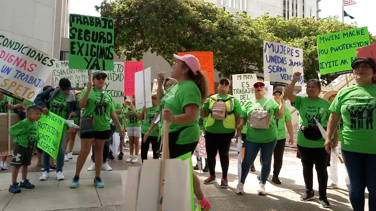 Domestic workers protest for labor protection - CGTN